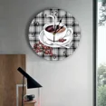 Black And White Grid Coffee Beans Wall Clocks Silent Home Cafe Office ...