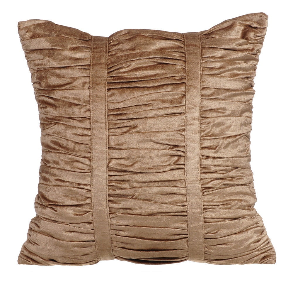 Throw Pillow Case, Gathered Fabric Pattern pearl beige 24x24 inch ...