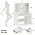 Raffle Pinker Makeup Vanity Desk Dressing Table with 4 Drawers,Storage ...