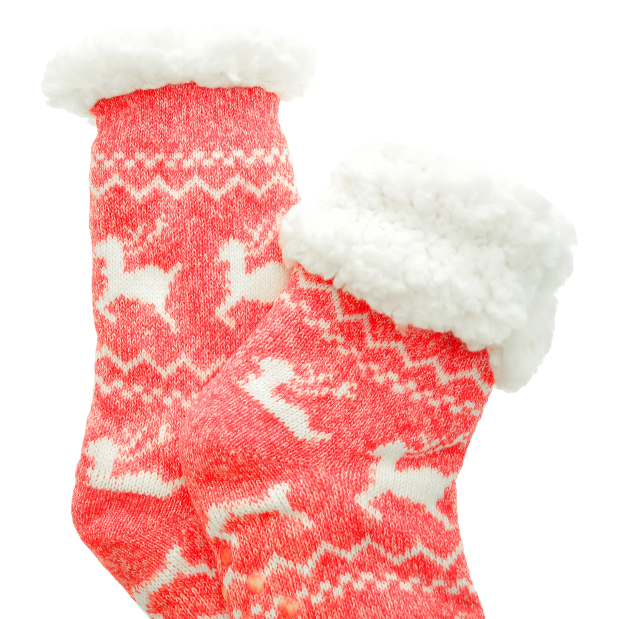 Urban-Peacock Women's Plush Knitted Fleece Sherpa Lined Slipper Socks ...