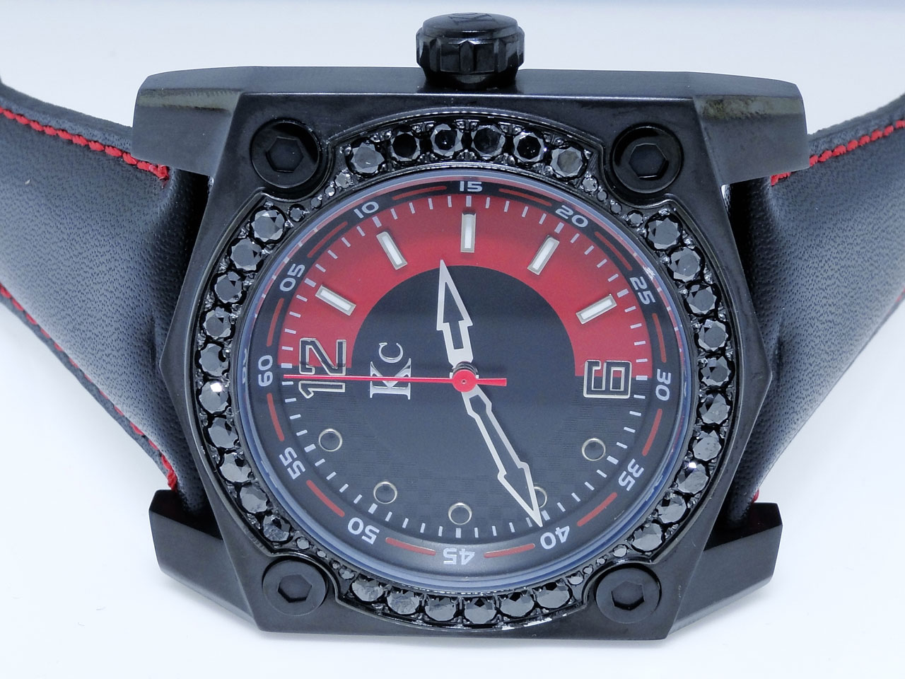 Black Techno Com KC Red Black Face Diamond Watch - Walmart.com