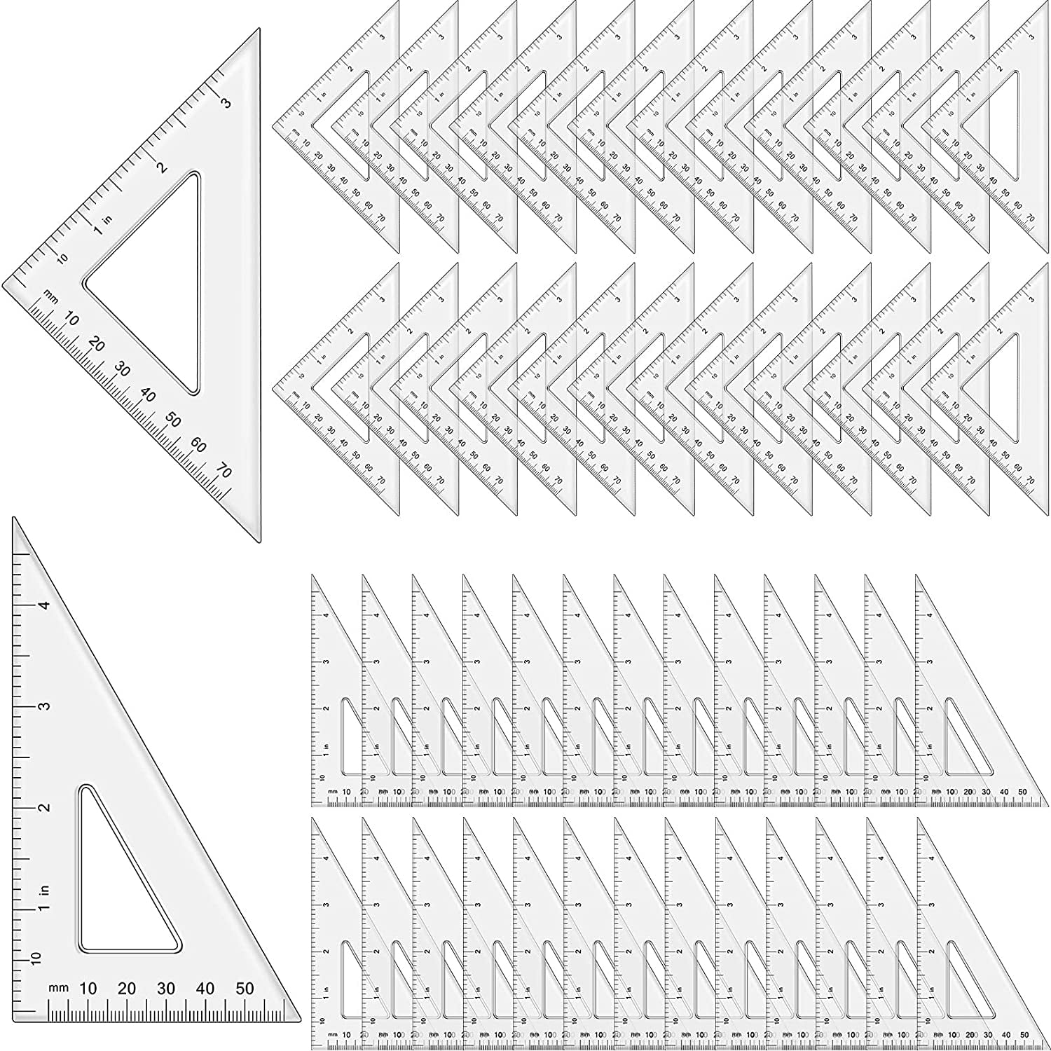 48 Pieces Triangle Ruler Square Set Clear Ruler Bulk Architect Scale ...