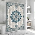 Abstract Boho Shower Curtain for Bathroom, Vintage Blue Beige Botanical ...