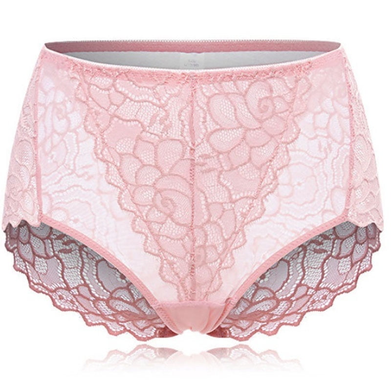 Women Solid Color Pantie Briefs Lace High Waist Underpants Culotte de ...