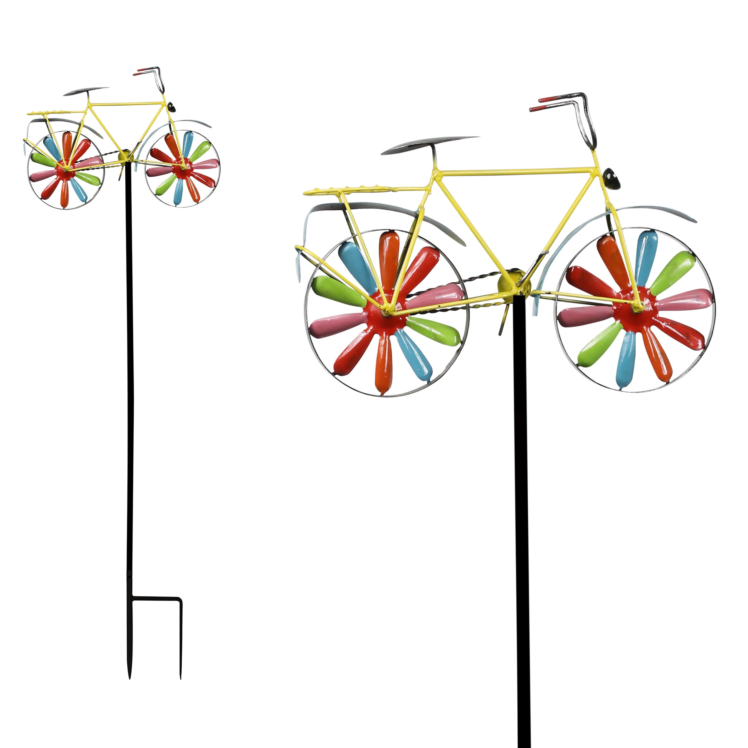 Alpine Corporation Metal Bicycle Wind Spinner Garden Stake, Multicolor ...