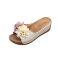 BRGZLK Wedge Sandals For Women Color Block Floral Thick Sole Open Toe ...