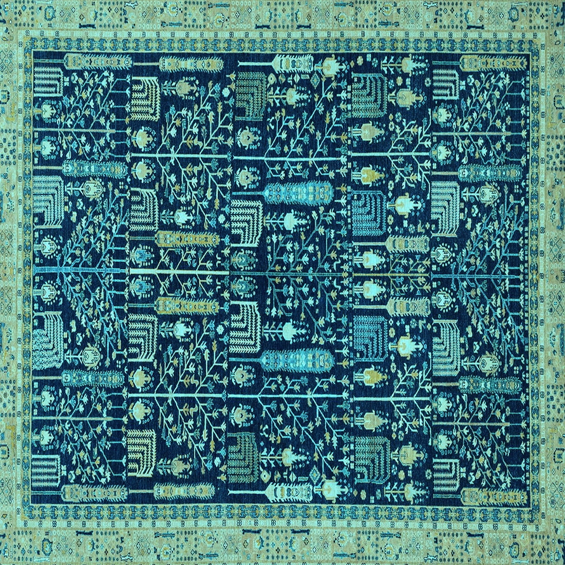 Ahgly Company Indoor Square Abstract Light Blue Modern Area Rugs, 6 ...
