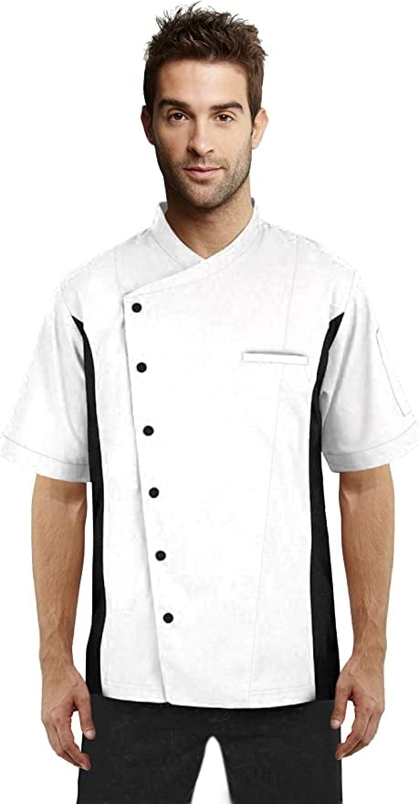 Short Sleeves side Mesh Vented Chef Coat Jacket Uniform Unisex for Food ...