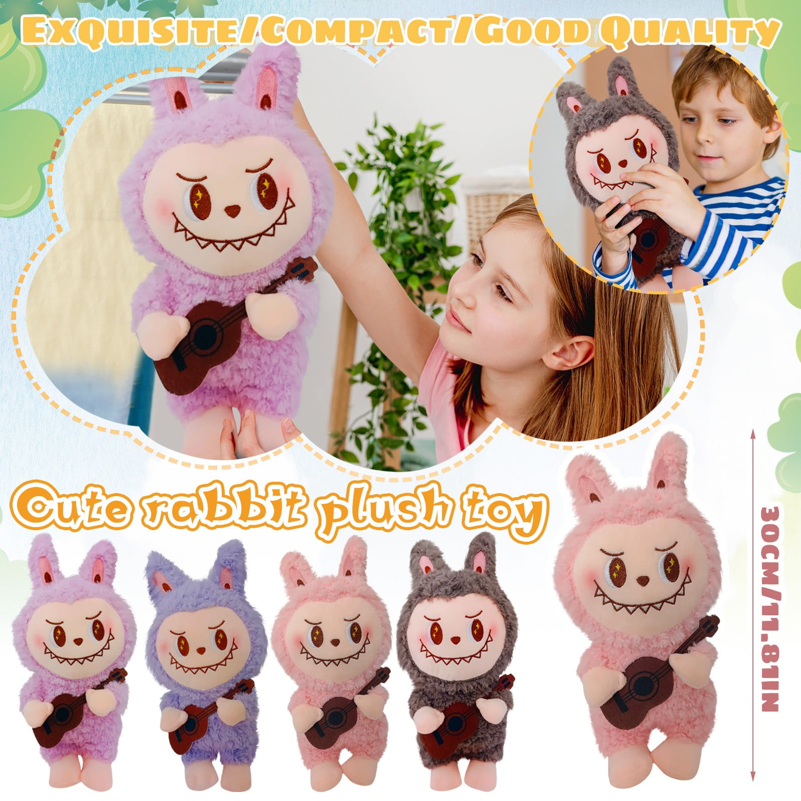 POP Mart Labubu Plush Series Monster with Guitar Macaron Plush Doll Toy ...