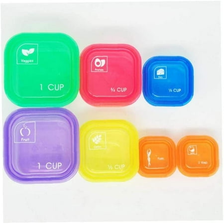 7 Pcs/Set Multi-Color Portion Control Container Kit Bpa Free Lids ...