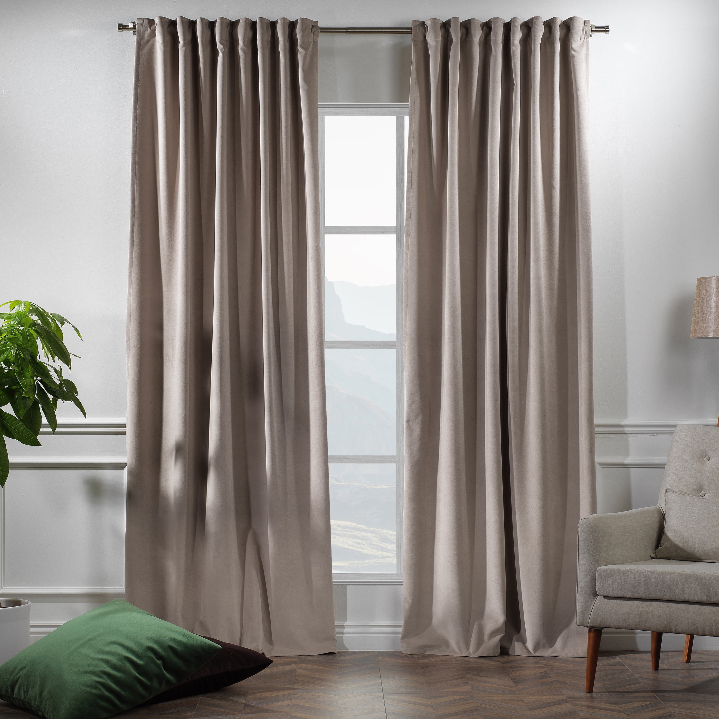 3S Brother's Solid Luxury Matte Velvet Soft Curtains Set of 2 Panels ...