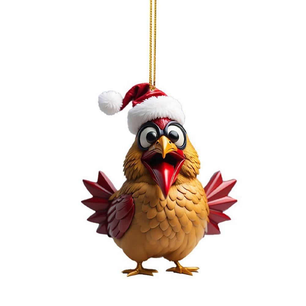 CAIROYAR Adorno colgante de pollo plano y lindo Sombrero navideño ...