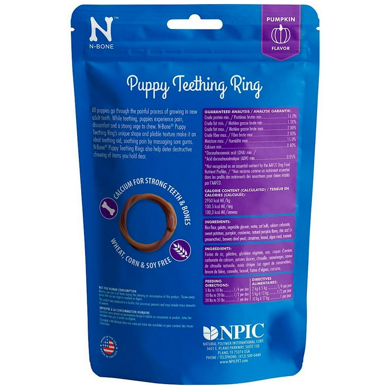 N Bone Puppy Chewers Edible Teething Rings with Pumpkin DHA Omega 3 for Dental Health Walmart