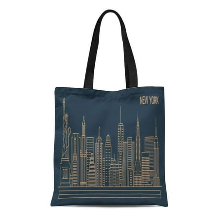 HATIART Canvas Tote Bag Nyc New York City Linear Skyline Buildings ...