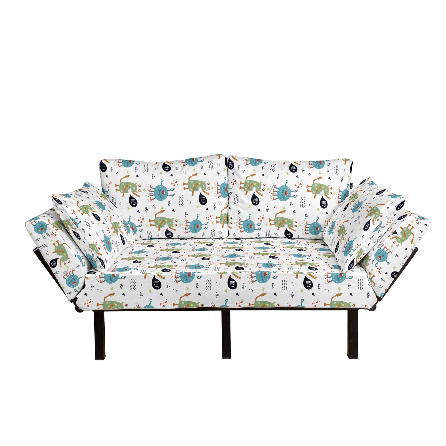 Funny Futon Couch, Funky Monsters and Smiling Creatures Playing with ...