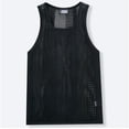 HVOBTTY Summer Men's Solid Color Deep U Neck Eyelet Knit Sleeveless ...