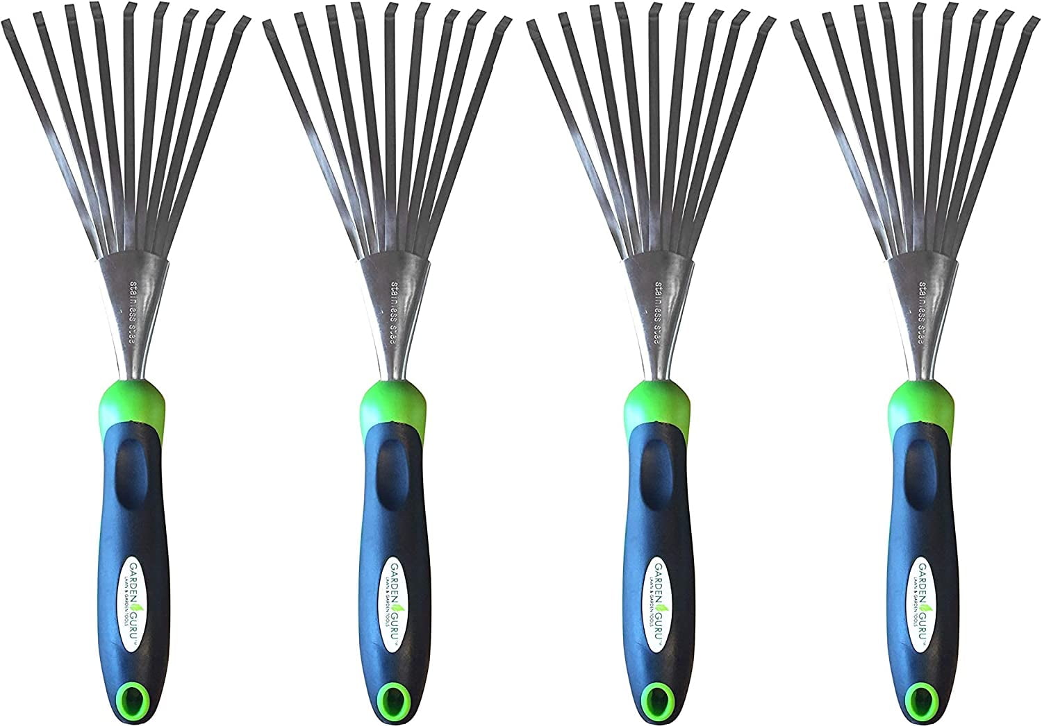 Garden Guru Stainless Steel Hand Rake Soil Tiller with Ergonomic Handle ...