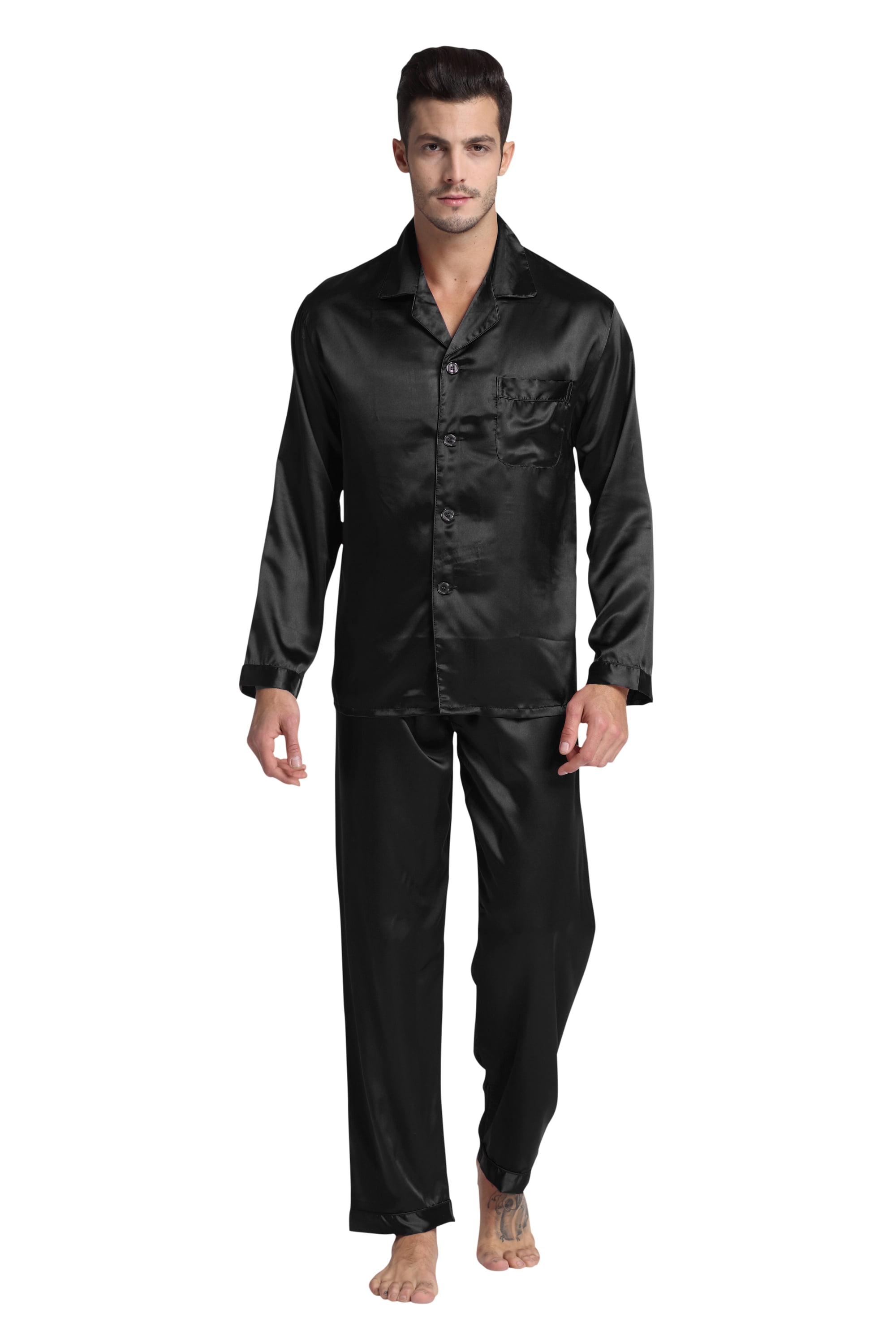 Tony & Candice Men's Classic Satin Pajama Set Adult Sleepwear (X-Large ...