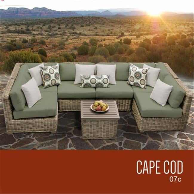 TKC Cape Cod 7 Piece Outdoor Wicker Patio Furniture Set - Walmart.com