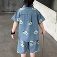 Boys Clothing Set Collared Short Sleeve Denim Shirt Thin Pattern ...
