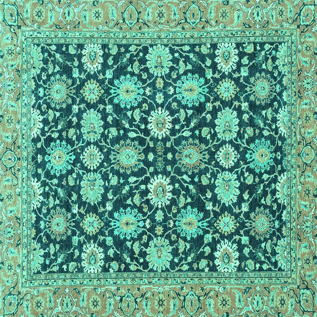 Ahgly Company Indoor Square Abstract Turquoise Blue Modern Area Rugs, 8 ...