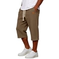 ADSSDQ Men's Waffle Capri Pant Baggy Below Knee Summer Sweat Short ...
