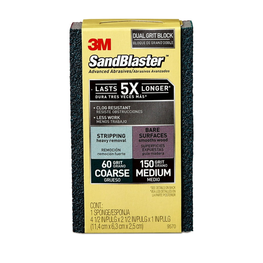3M SandBlaster Dual Grit Sponge, 150 Medium/60 Course Grit, 1/Pack ...