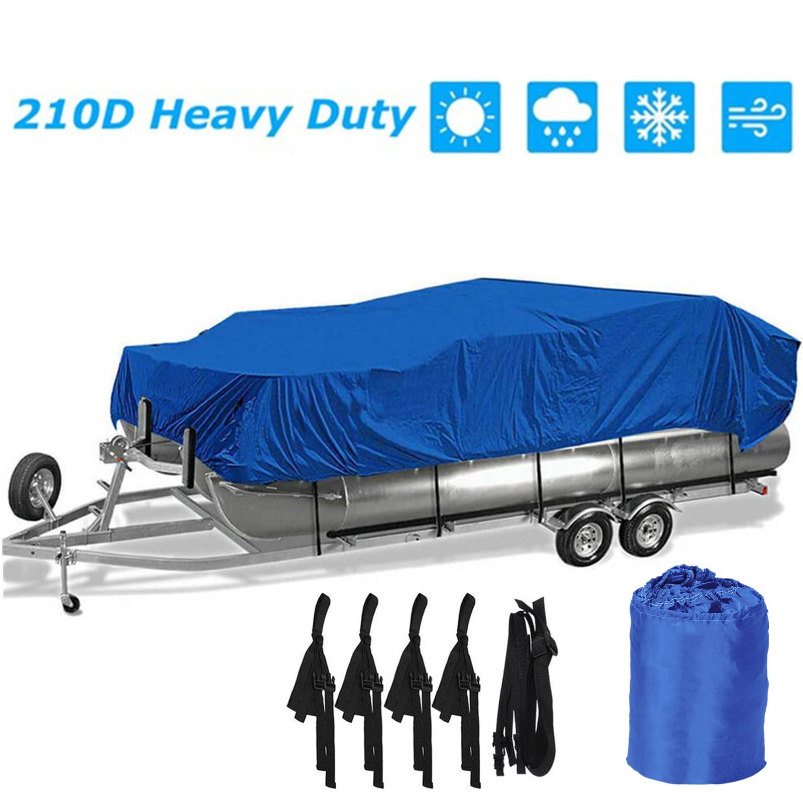 17-20Ft 21-24Ft 210D Pontoon Boat Cover Waterproof Heavy Duty ...