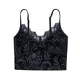 Douhoow Women Black Floral Lace Vest Camisole V-Neck Sleeveless Crop ...