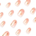 24 Pcs Fake Nails Gold Star Sun Moon Short Almond Press On Nude Glossy ...
