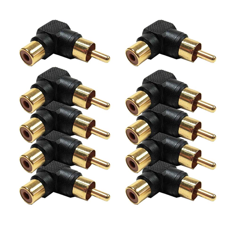 iMBAPrice (10-Pack) Right Angle Gold RCA Adapter Female to Male ...