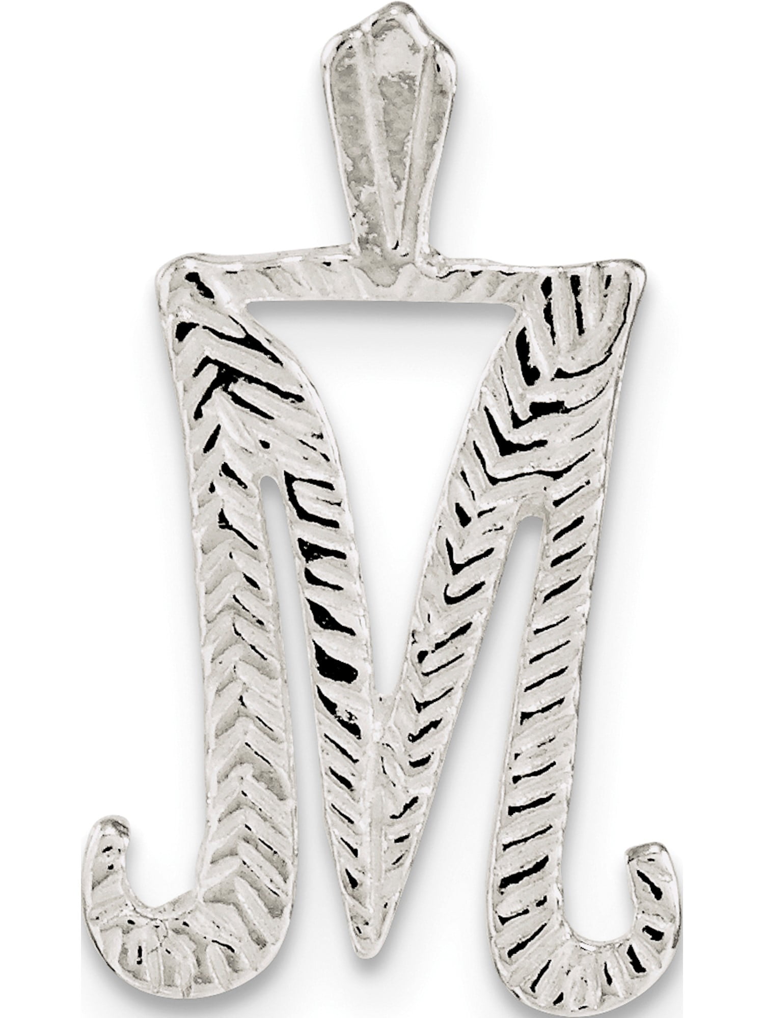 925 Sterling Silver Polished & Textured Letter M Chain Slide | Walmart ...