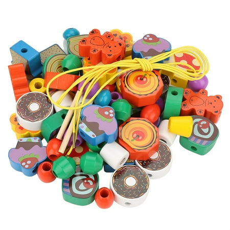 TOPINCN Colorful Wooden Beads Stringing Threading Educational Toy ...