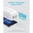 Anker Power Strip USB Extension Cord, 6 Outlets, 20W USB-C Charger Port, 5ft, Compact Safety ...