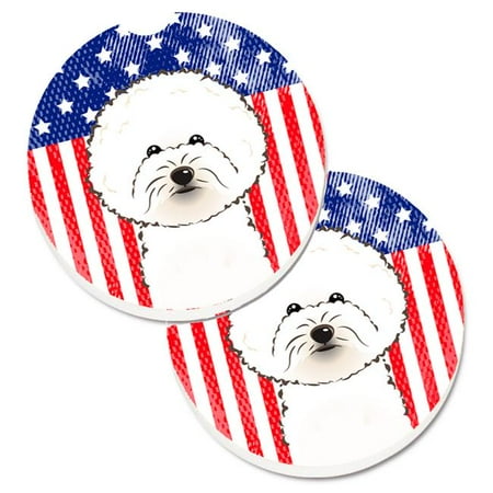 UPC 652513482998 - American Flag & Bichon Frise Set of 2 Cup Holder Car ...