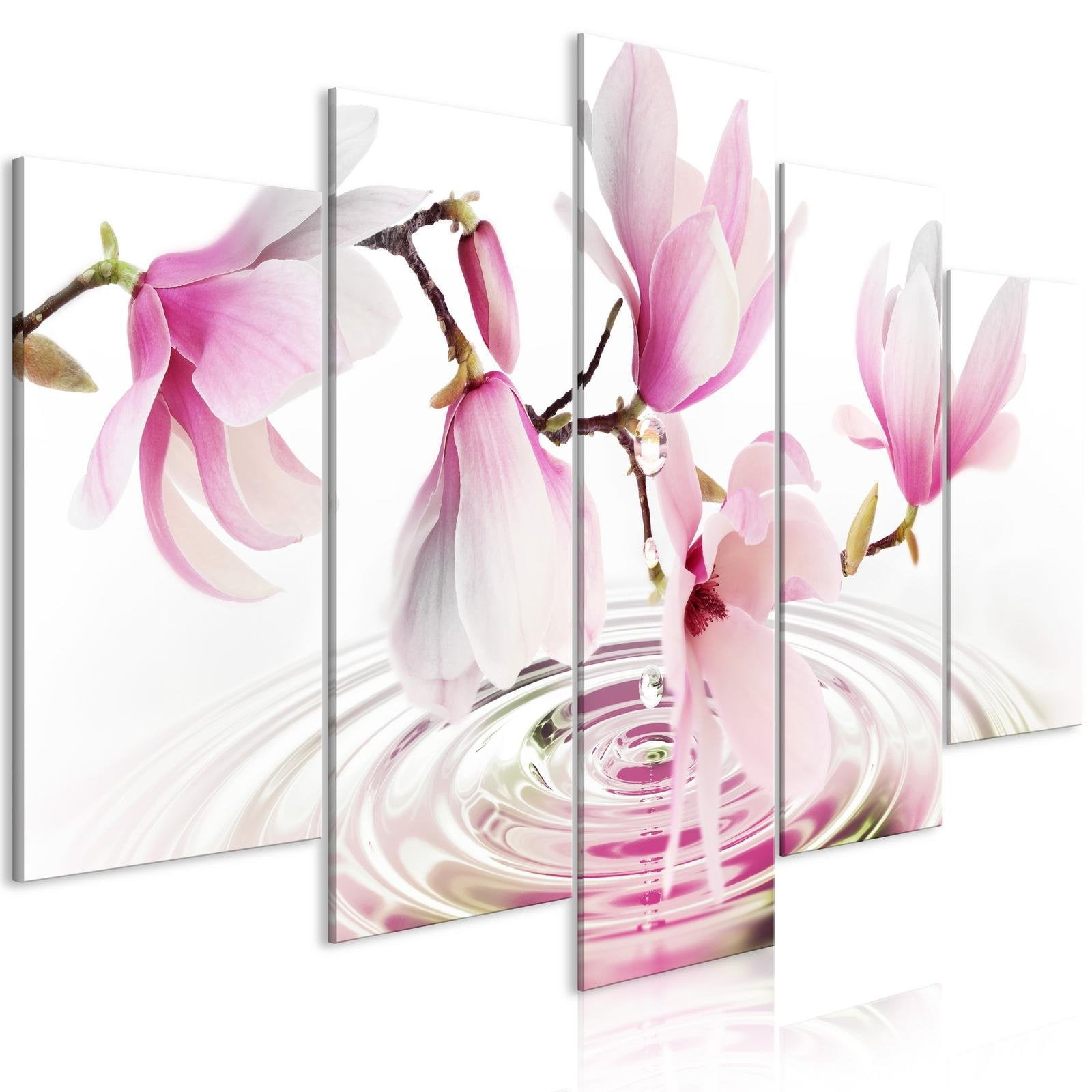 Tiptophomedecor Stretched Canvas Floral Art - Magnolia Waterdrops Pink ...