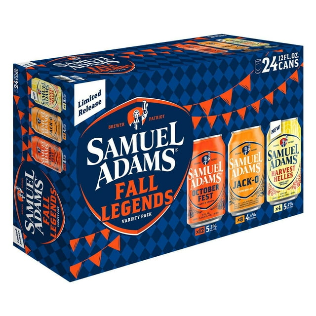 Samuel Adams Fall Legends Seasonal Ale and Lager Beer Variety Pack, 12 fl. oz. can, 24 pk ...