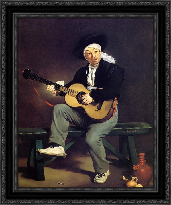 The Spanish Singer 20x24 Black Ornate Wood Framed Canvas Art by Manet ...