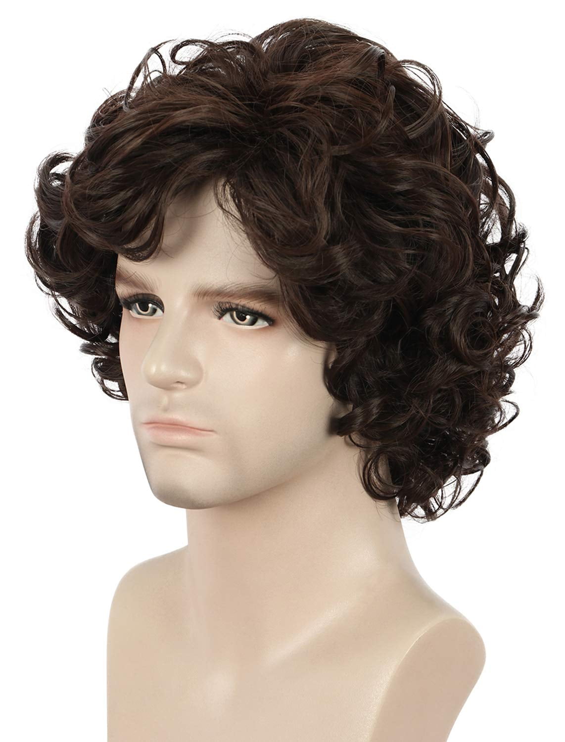 Peluca Yuehong para hombre, corta y rizada, marrón, para anime, cosplay ...