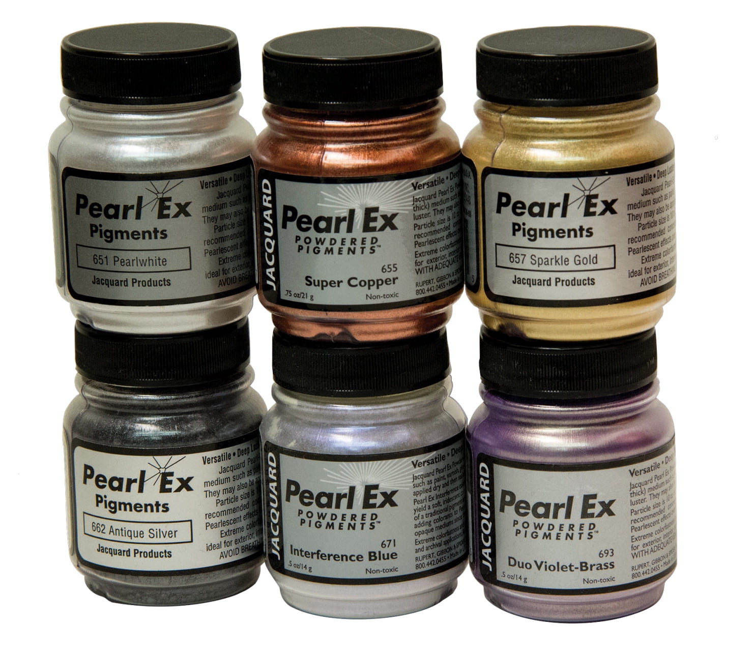 Jacquard Pearl-Ex Non-Toxic Powder Pigment Set, 0.75 oz Bottle ...