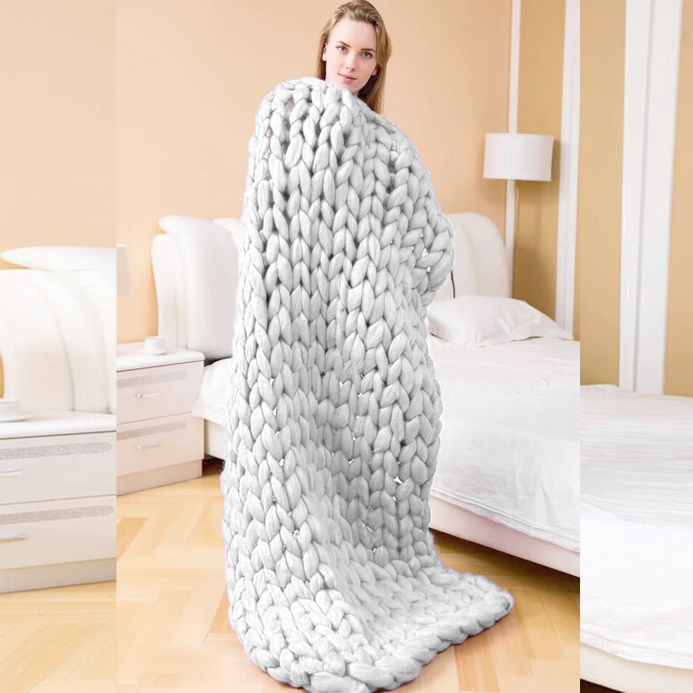 Click here for Yeacher Chunky Hand-Knit Wool Blanket In Solid Col... prices