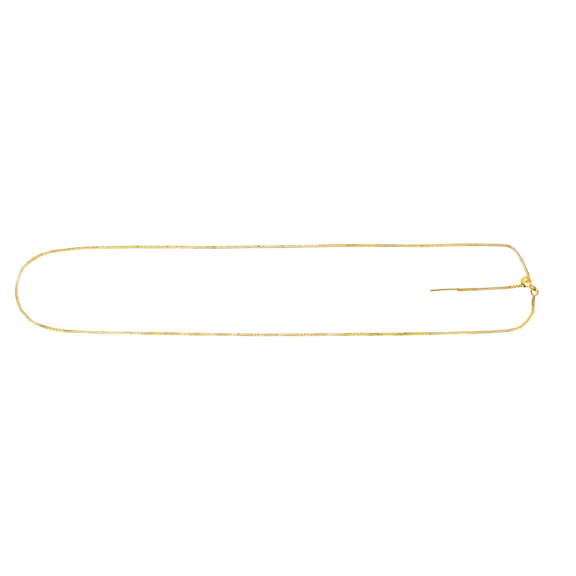 JewelStop - 14k Yellow Gold 0.95mm Concave Adjustable Box Chain, Draw ...