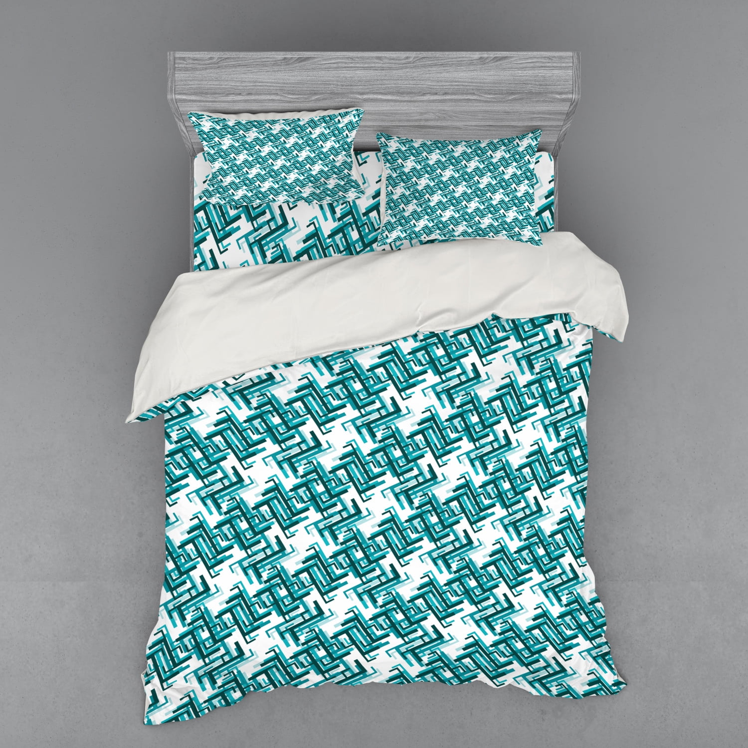 Abstract Duvet Cover Set, Retro Architecture Style Modern Trippy Maze ...