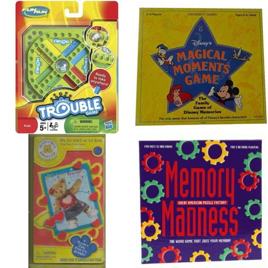 Assorted Board Games 4 Pack Bundle: Trouble Travel Game Fun on the Run ...