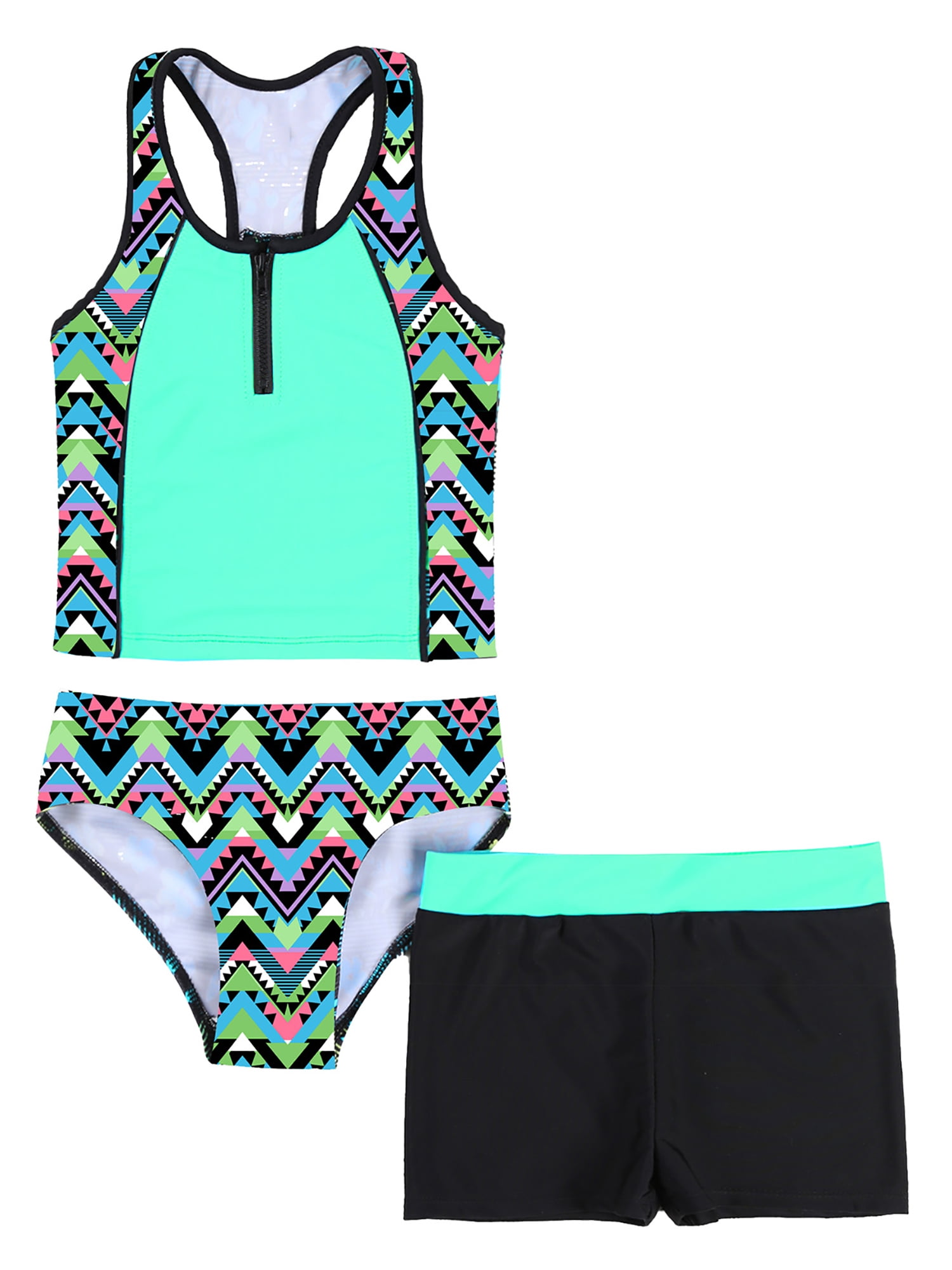 Iefiel Girls Stripped Bathing Suit Tankini Set Tweens Three Piece