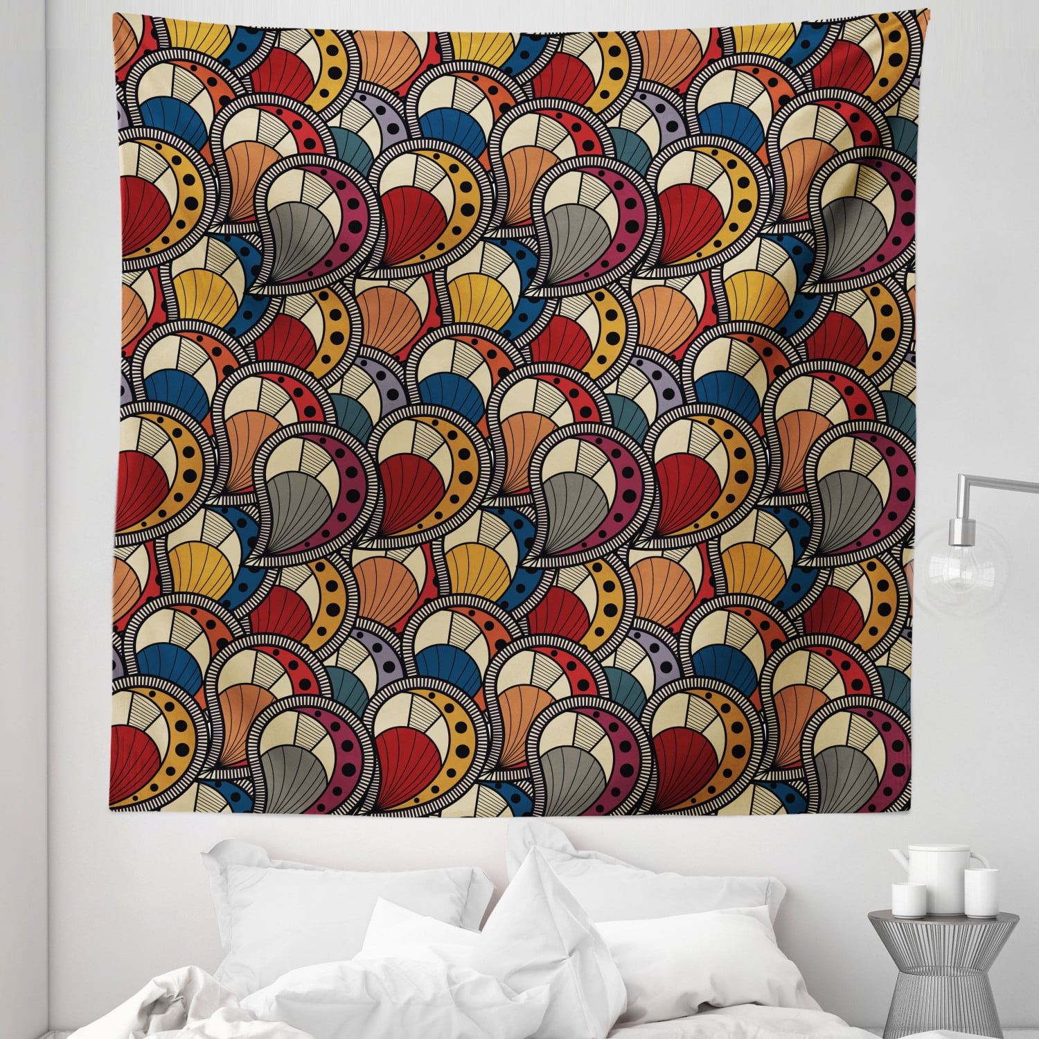 African Tapestry, Paisley Motifs Geometric Design Dots Lines Teardrop ...