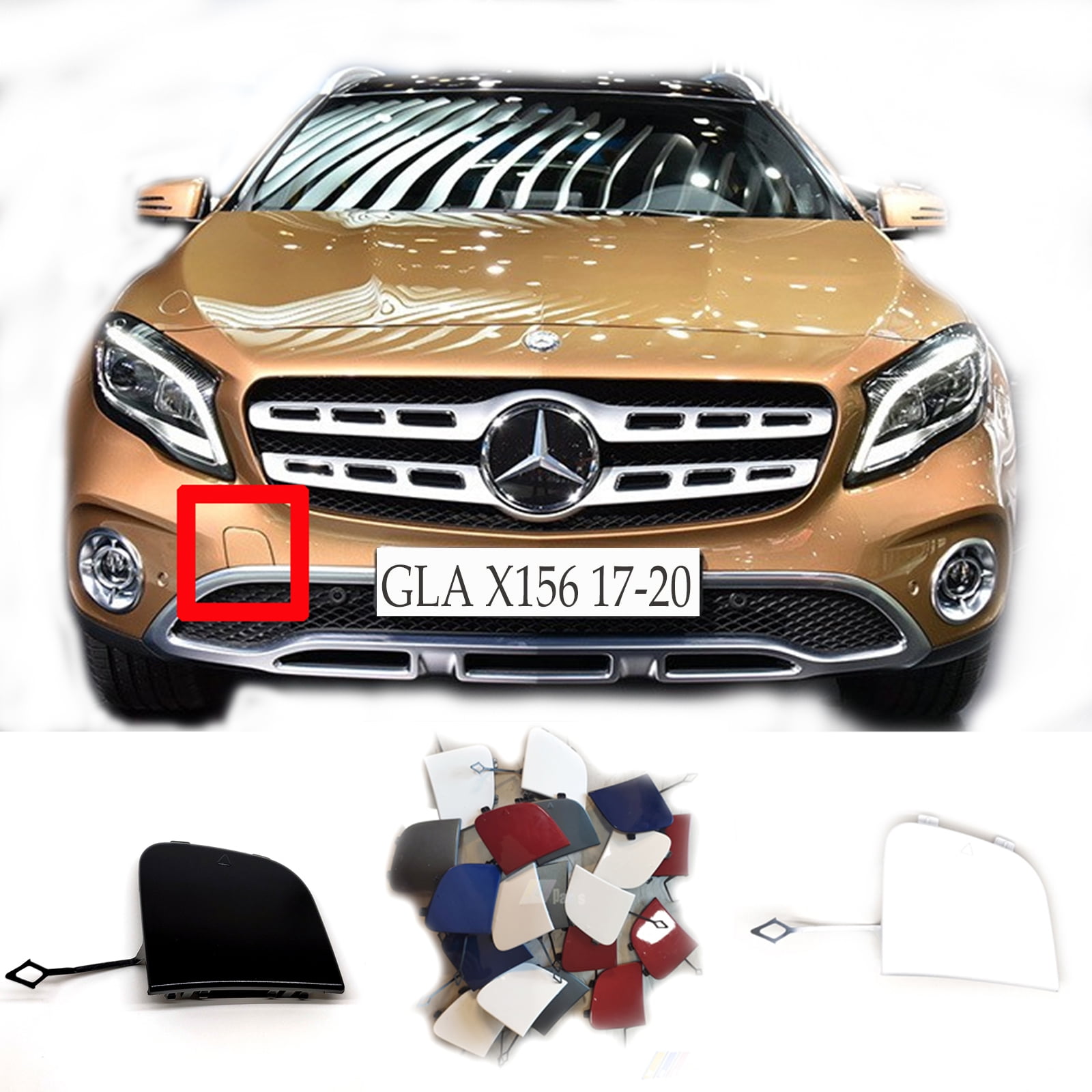 Trimla Front Tow Cover Fit 17-20 Mercedes Benz GLA X156 Facelift for ...