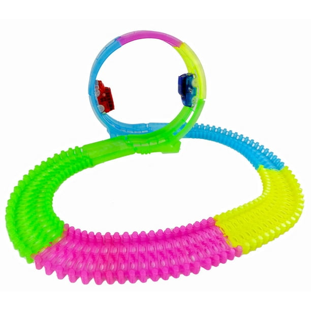 Light Up Twisting Neon Glow In The Dark 360 Loop RaceTrack Set ...