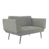 DHP Euro Upholstered Futon with Magazine Storage, Light Grey Linen ...