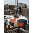 Abstract Mid Century Round Outdoor Tablecloth with Umbrella Hole ...